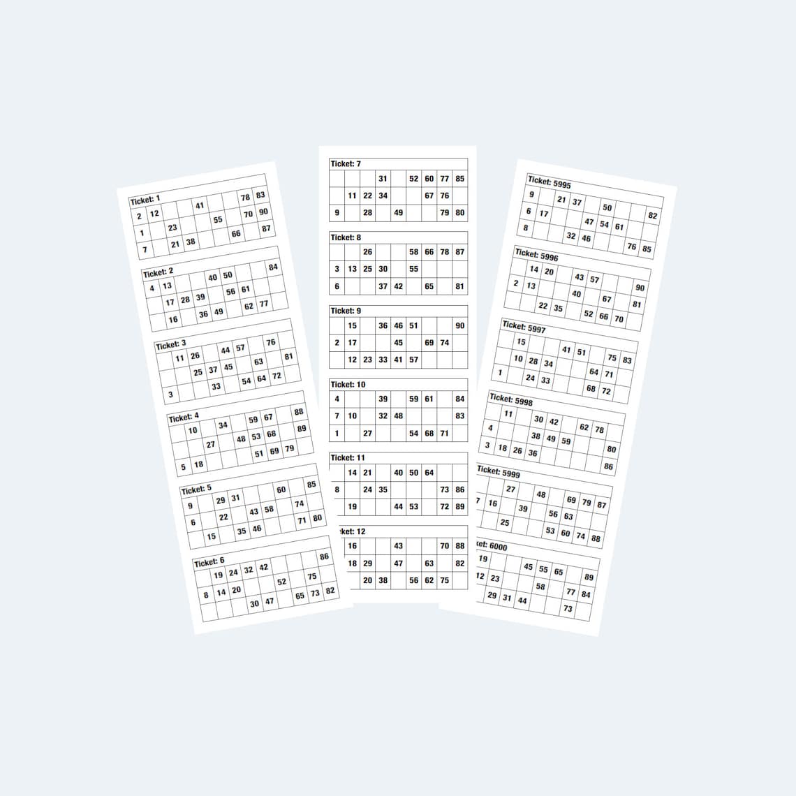 Tambola Tickets 1 to 90 Printable Tambola Bingo Cards 500 Pages With 12 ...