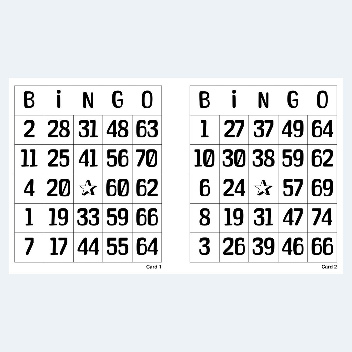 Bingo Cards - Printable Bingo Cards 2 per Page – 500 Pages / 1000 Cards ...