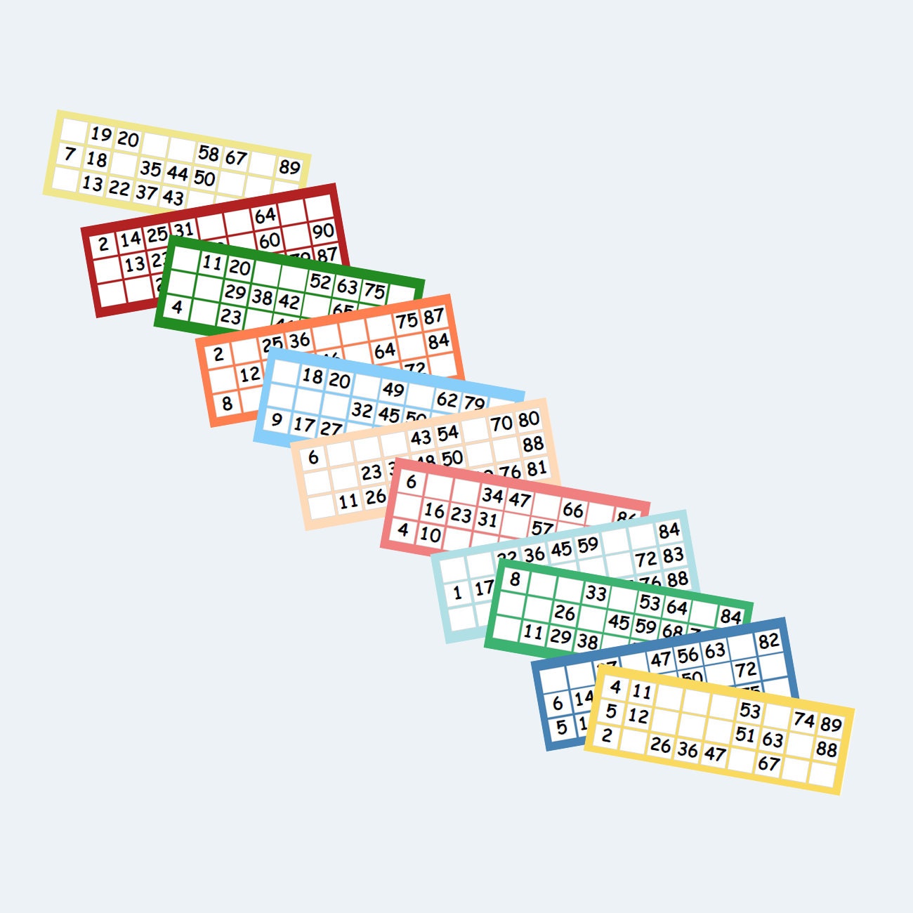 Printable Colour UK Style 1-90 Bingo Ticket Cards, 2 per Page - Etsy