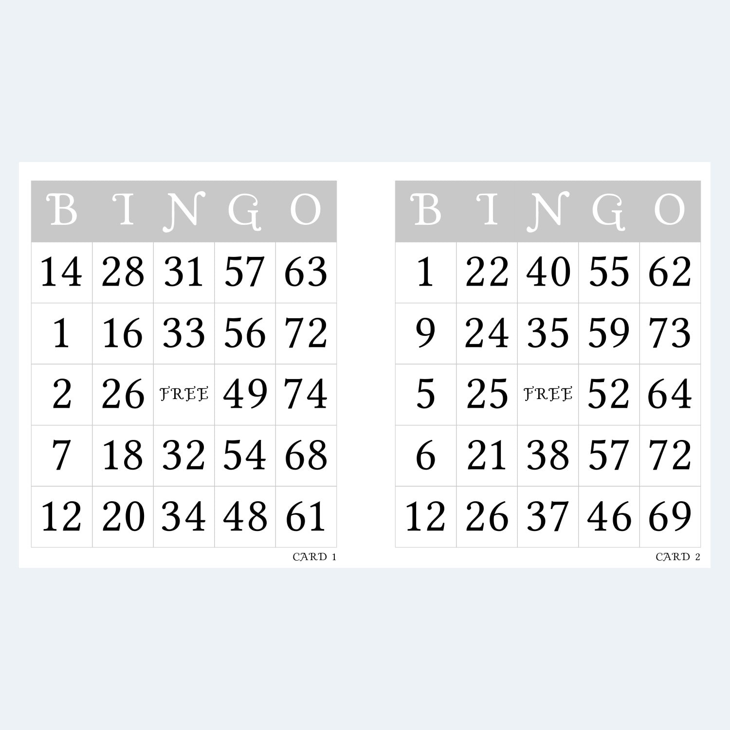 Printable Bingo Cards - 2 per Page - Etsy