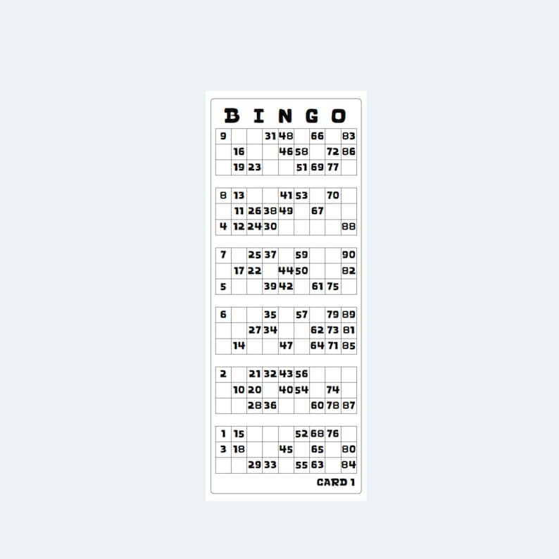 5000 Bingo Cards Jumbo Set of UK Style 1-90 Bingo Ticket Cards, 5000 ...