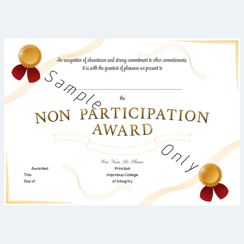 Novelty Award – "non Participation Award" - Digital Download - Etsy