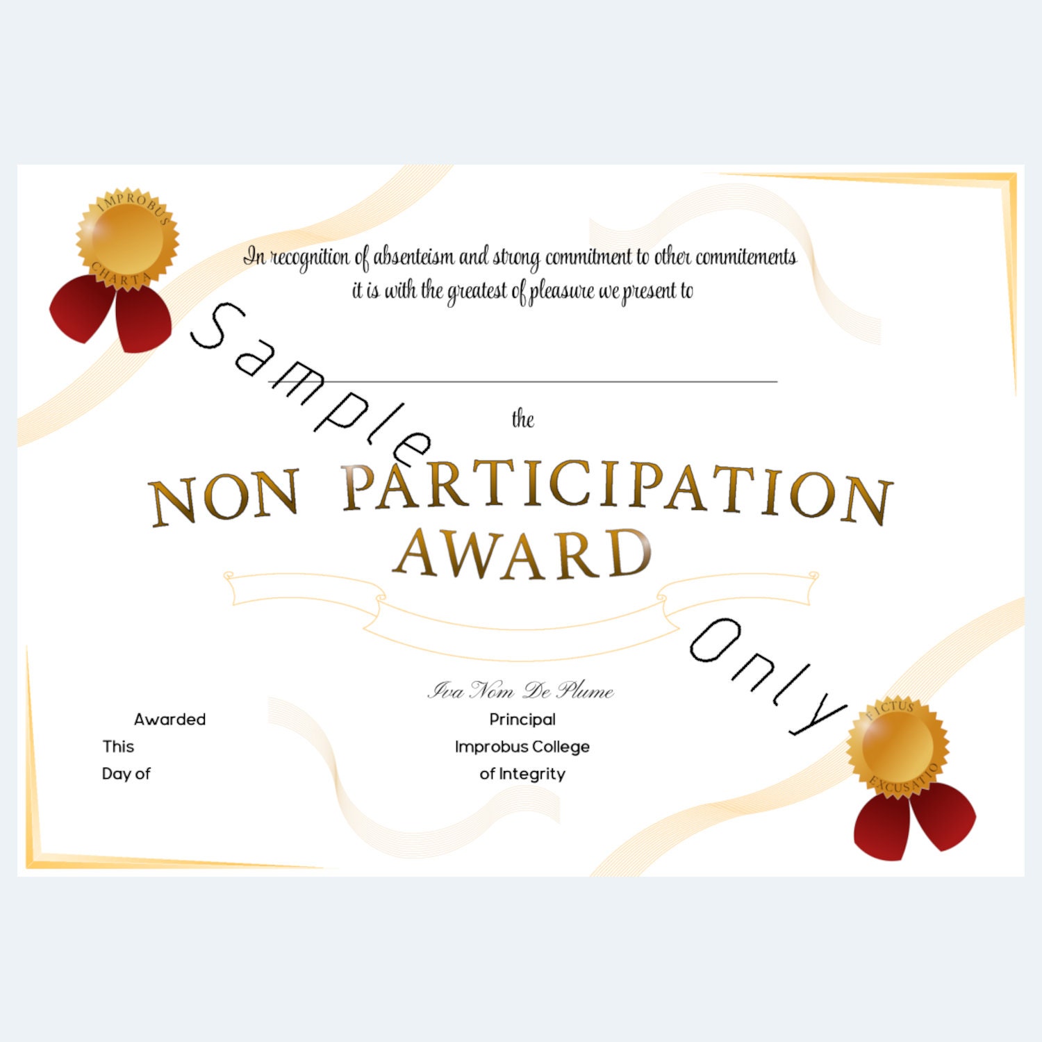 Novelty Award – "non Participation Award" - Digital Download - Etsy