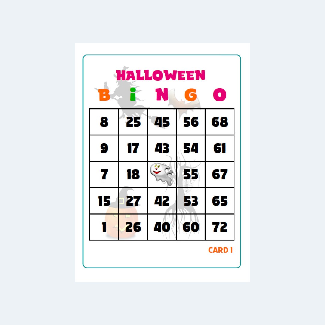 Halloween Themed Bingo Cards, 1000 Cards – 2pp – 500 (A4) Pages ...