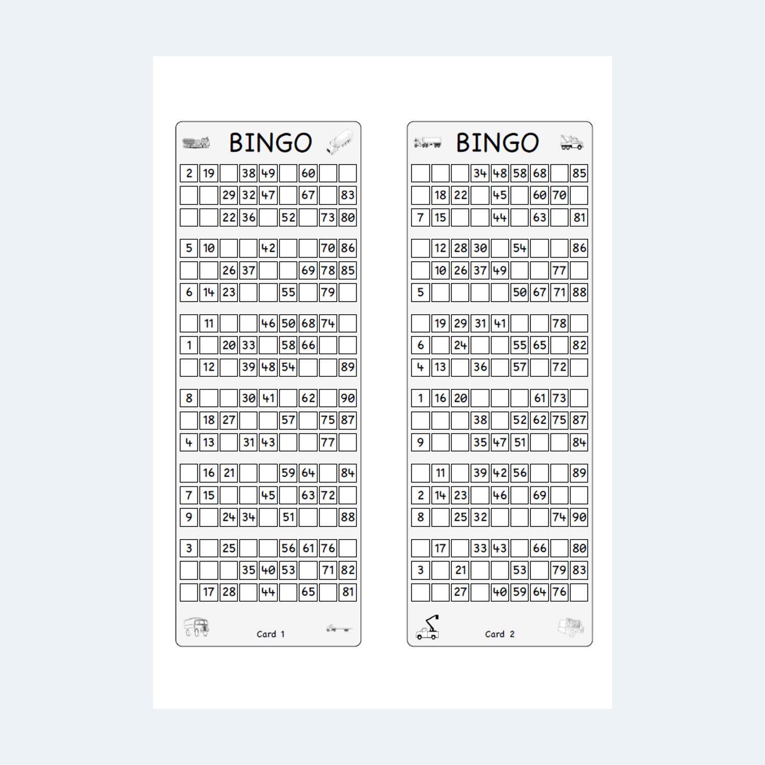 Tarjetas de boletos de bingo del 1 al 90, estilo británico, imprimibles ...