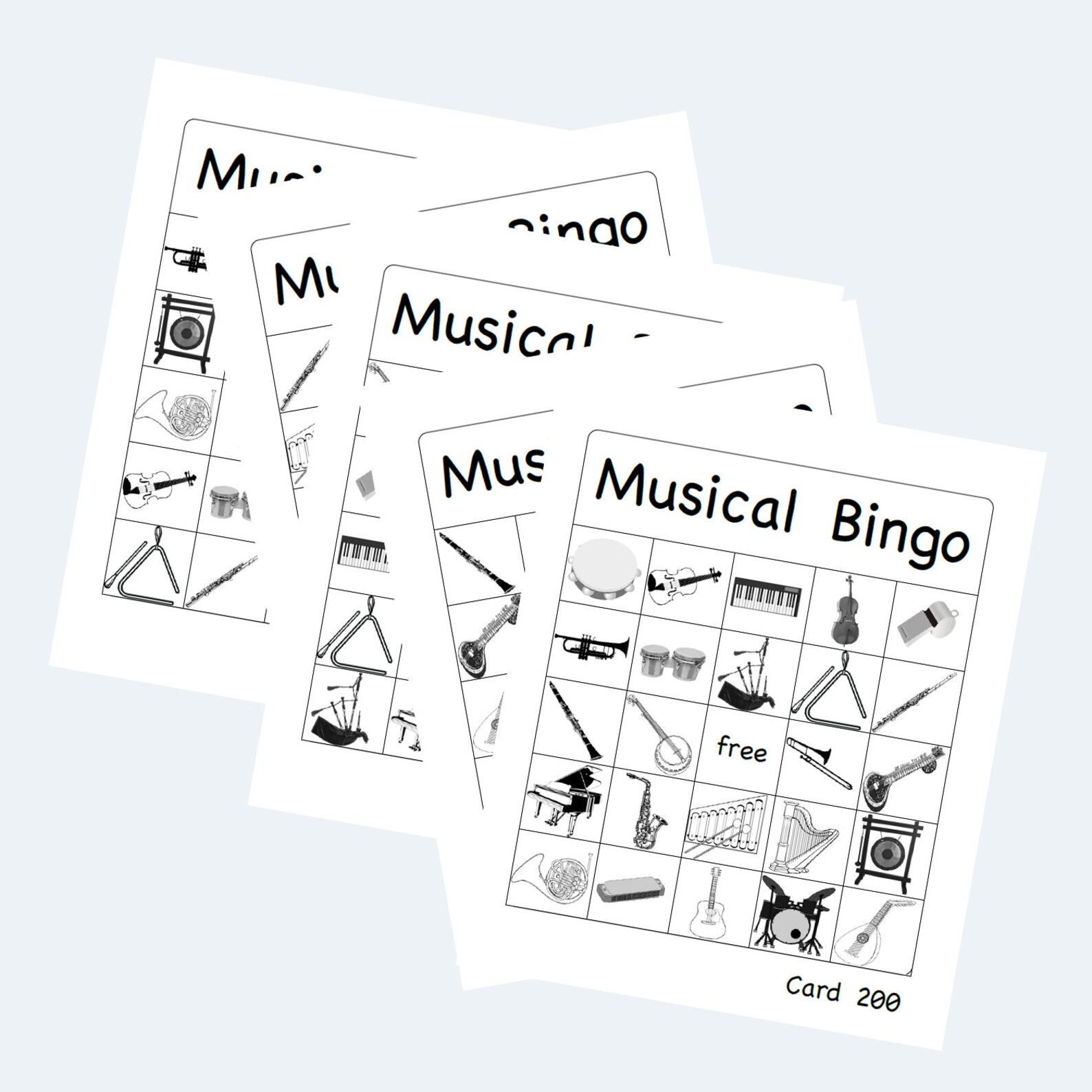 Printable Picture Bingo Cards Musical Instruments 4 Per Etsy printable-picture-bingo-cards-musical-instruments-4-per-etsy