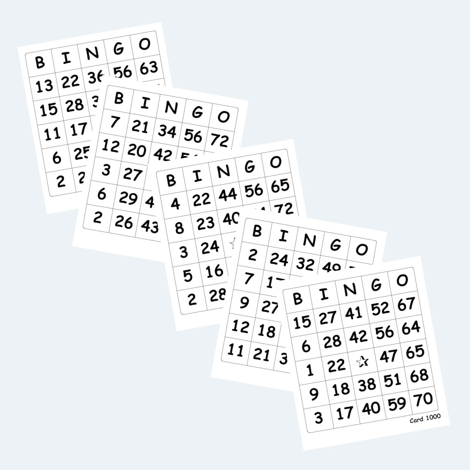 Printable Bingo Cards - Large (jumbo) Print 1 per Page – 1000 Pages ...