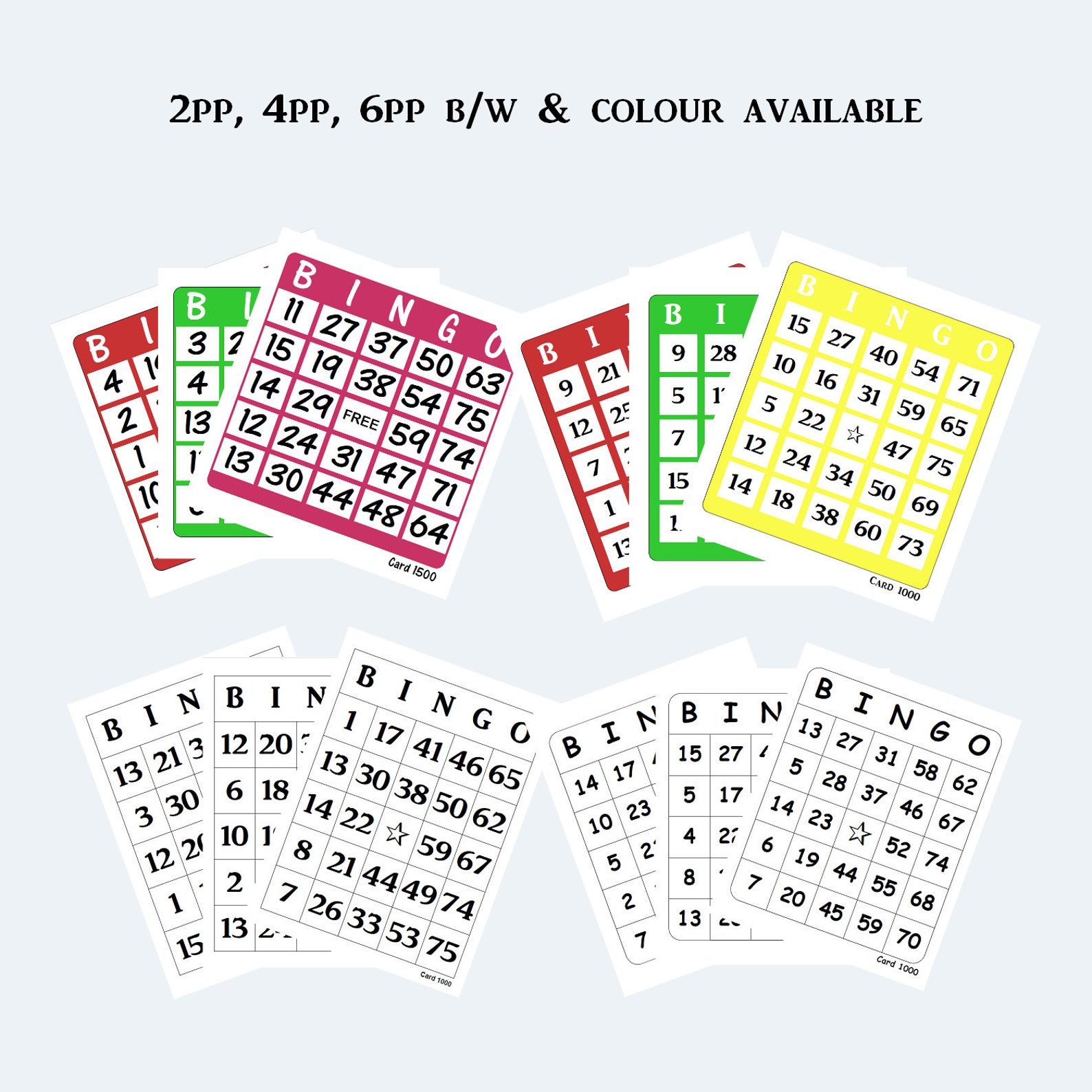 Printable Bingo Cards - Large Print 2 per Page - Etsy