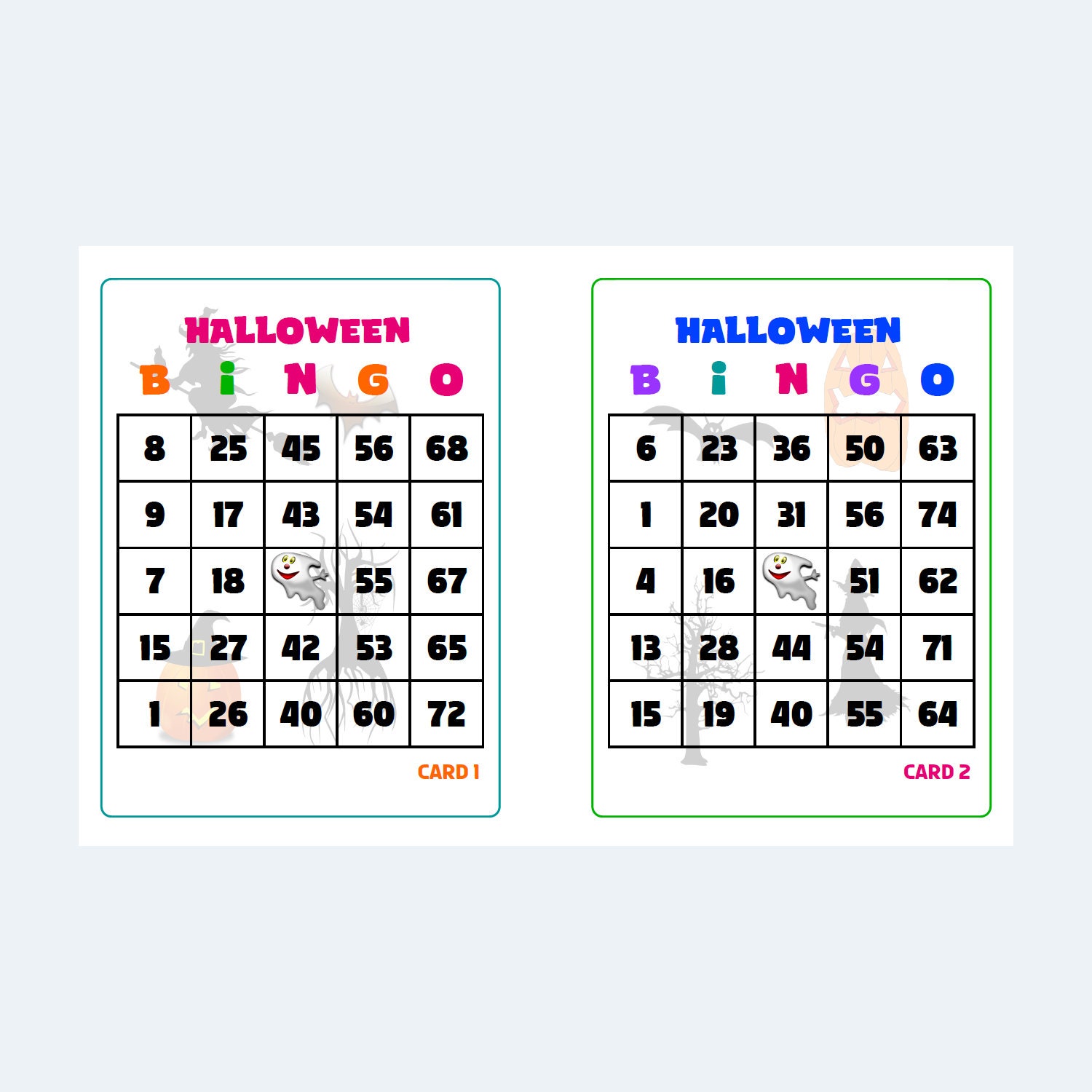 Halloween Themed Bingo Cards, 1000 Cards 2pp 500 A4 Pages Printable PDF ...