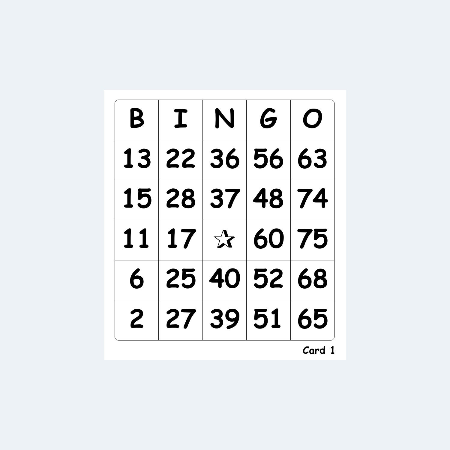 Printable Bingo Cards - Large (jumbo) Print 1 per Page – 1000 Pages ...