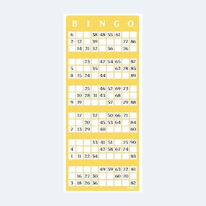 Printable UK Style 1-90 Colour Bingo Ticket Cards, 2 Cards per Page ...