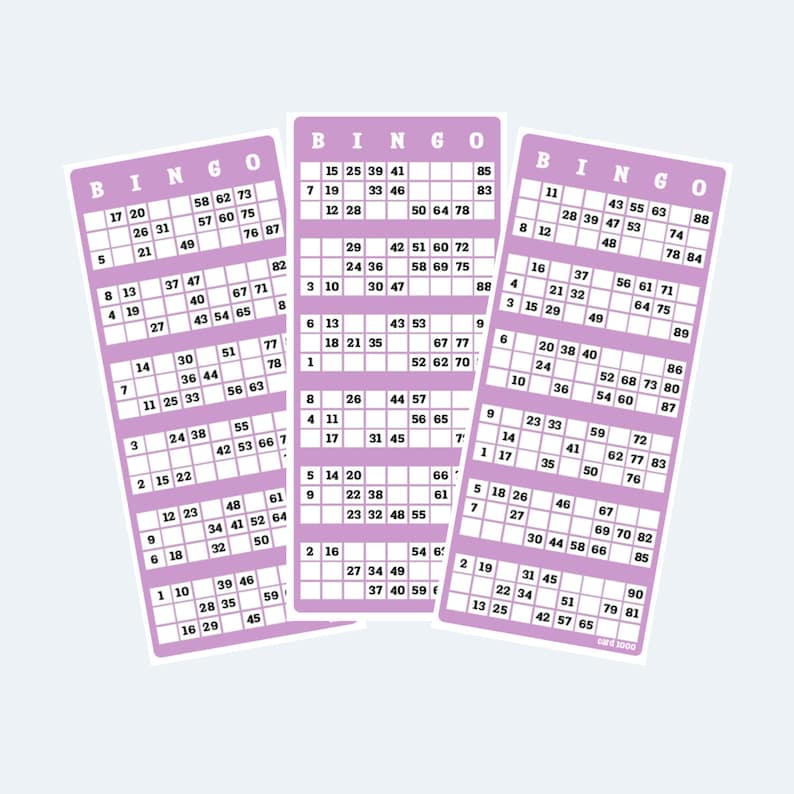 Printable Colour UK Style 1-90 Bingo Ticket Cards, 2 per Page - Etsy
