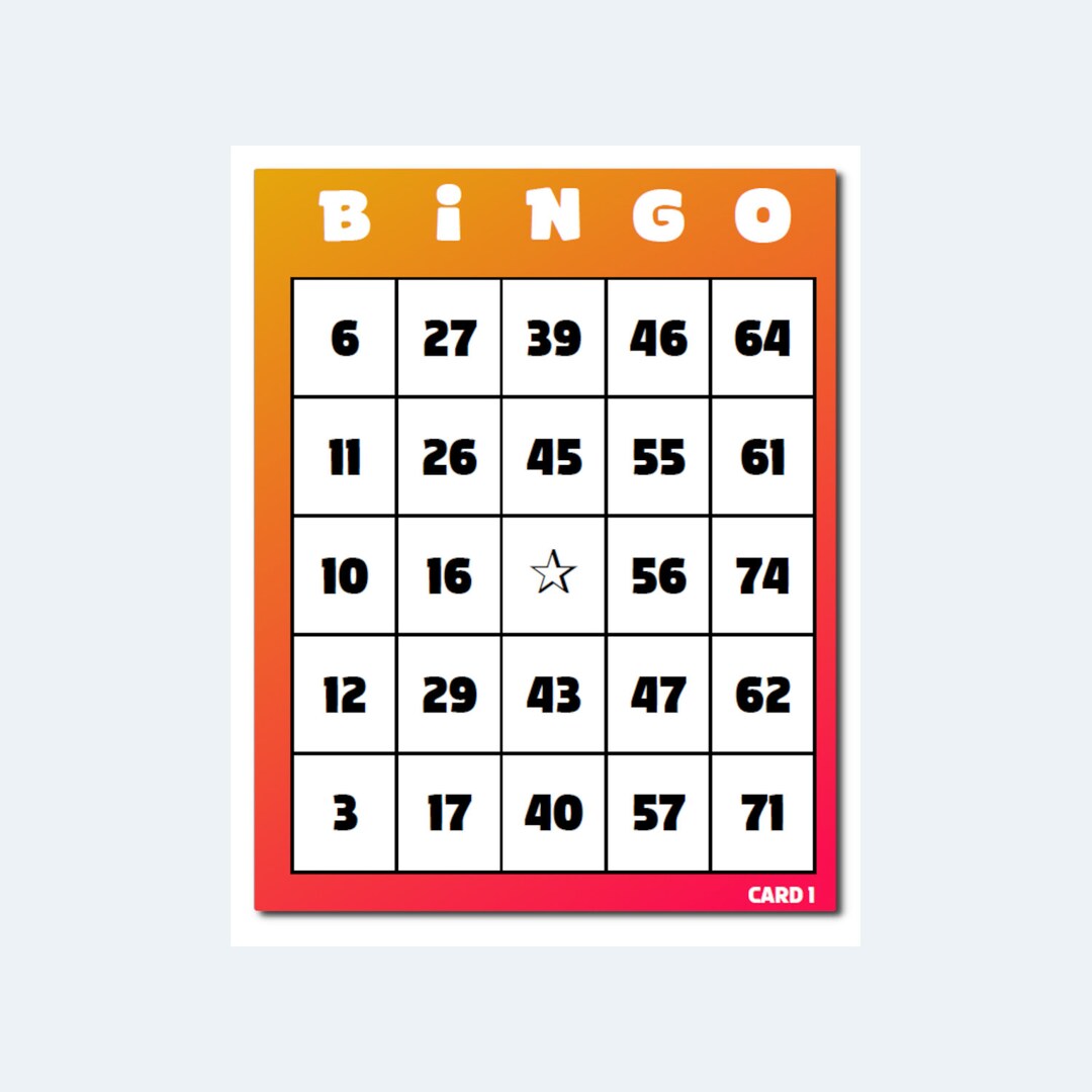 1000 Bingo Cards - Colorful 1 to 75 Bingo Cards 2 per Page – 500 Pages ...