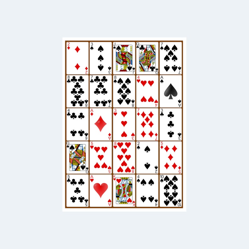 Poker Game Bingo Cards – 1000 Printable Poker Bingo Cards – Digital ...