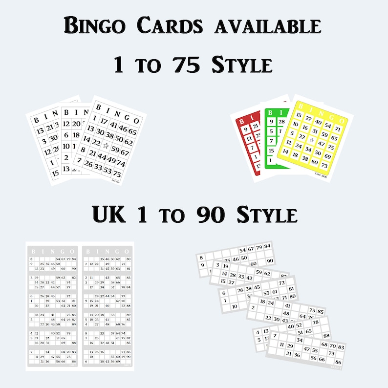 Bingo Cards - Printable Bingo Cards 2 per Page – 500 Pages / 1000 Cards ...