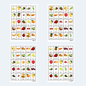 Bingo Cards – Fruity Bingo Cards! – 100 Colorful Fruit Bingo Cards ...