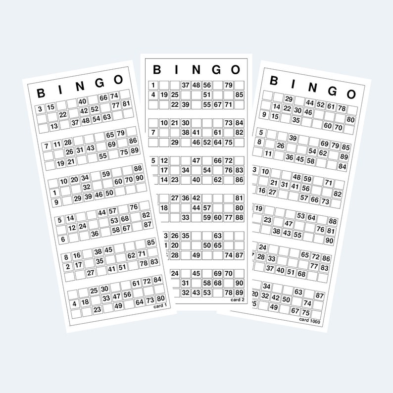 Bingo Cards – Printable UK Style 1 to 90 Bingo Cards – 2 per Page ...