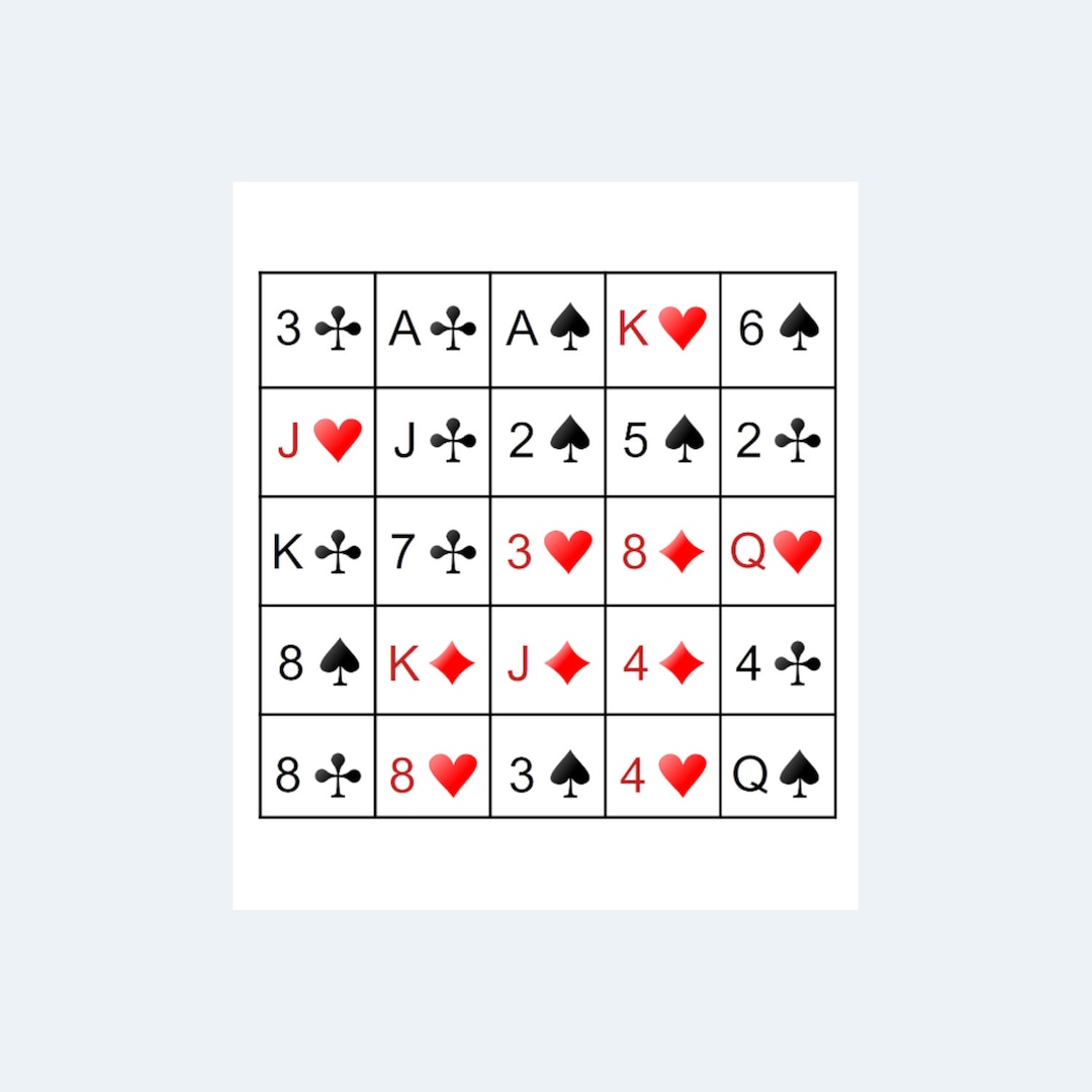 Poker Game Style Bingo Cards – 1000 Printable Poker Bingo Cards ...