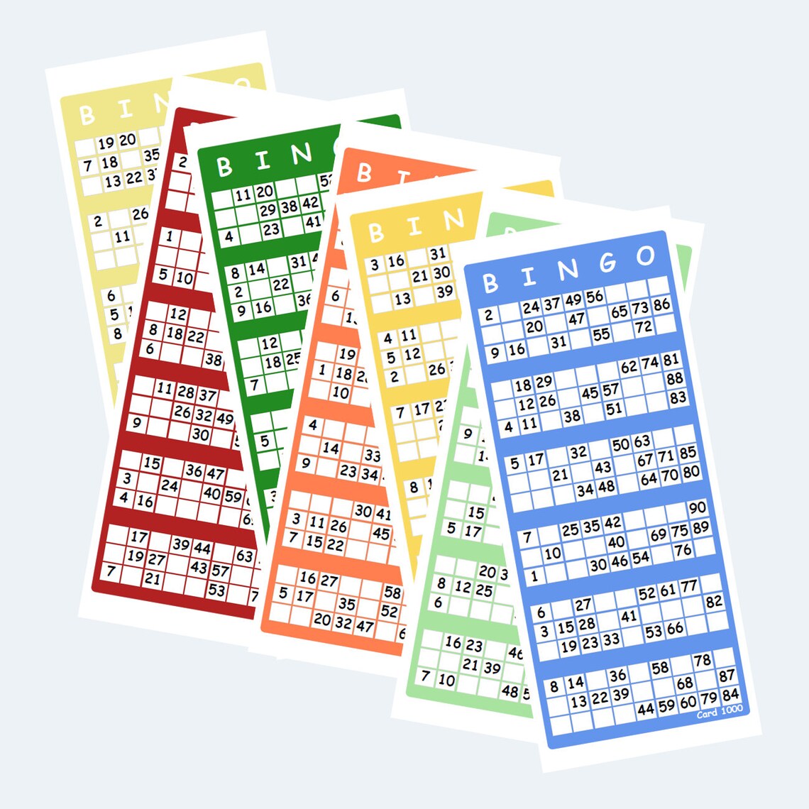 Printable Colour UK Style 1-90 Bingo Ticket Cards, 2 per Page - Etsy