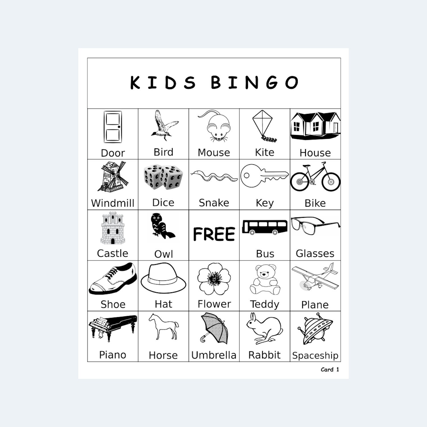Kids Printable Bingo Cards - Large Jumbo Print 1 per Page – 100 Pages ...
