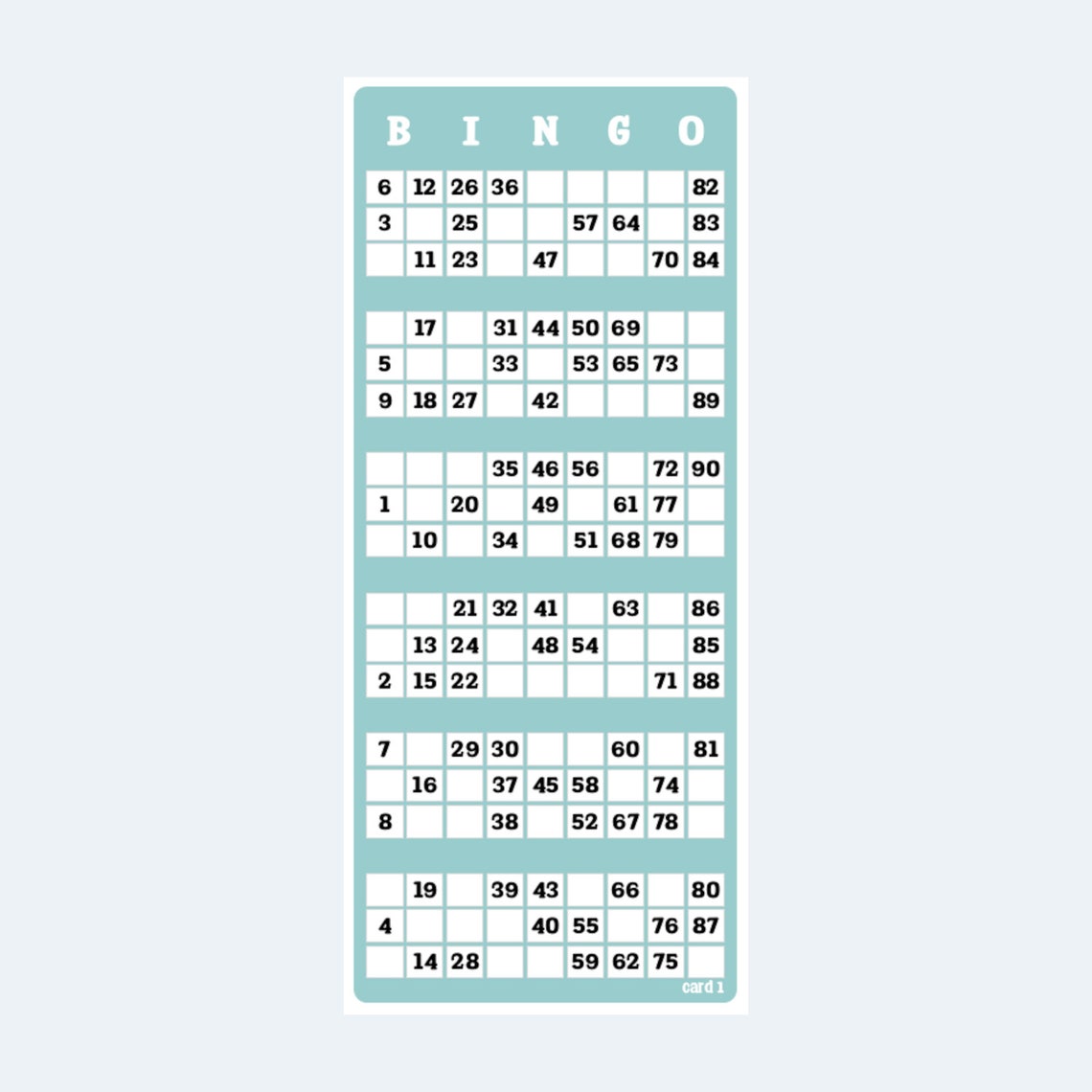 Printable Colour UK Style 1-90 Bingo Ticket Cards, 2 per Page - Etsy