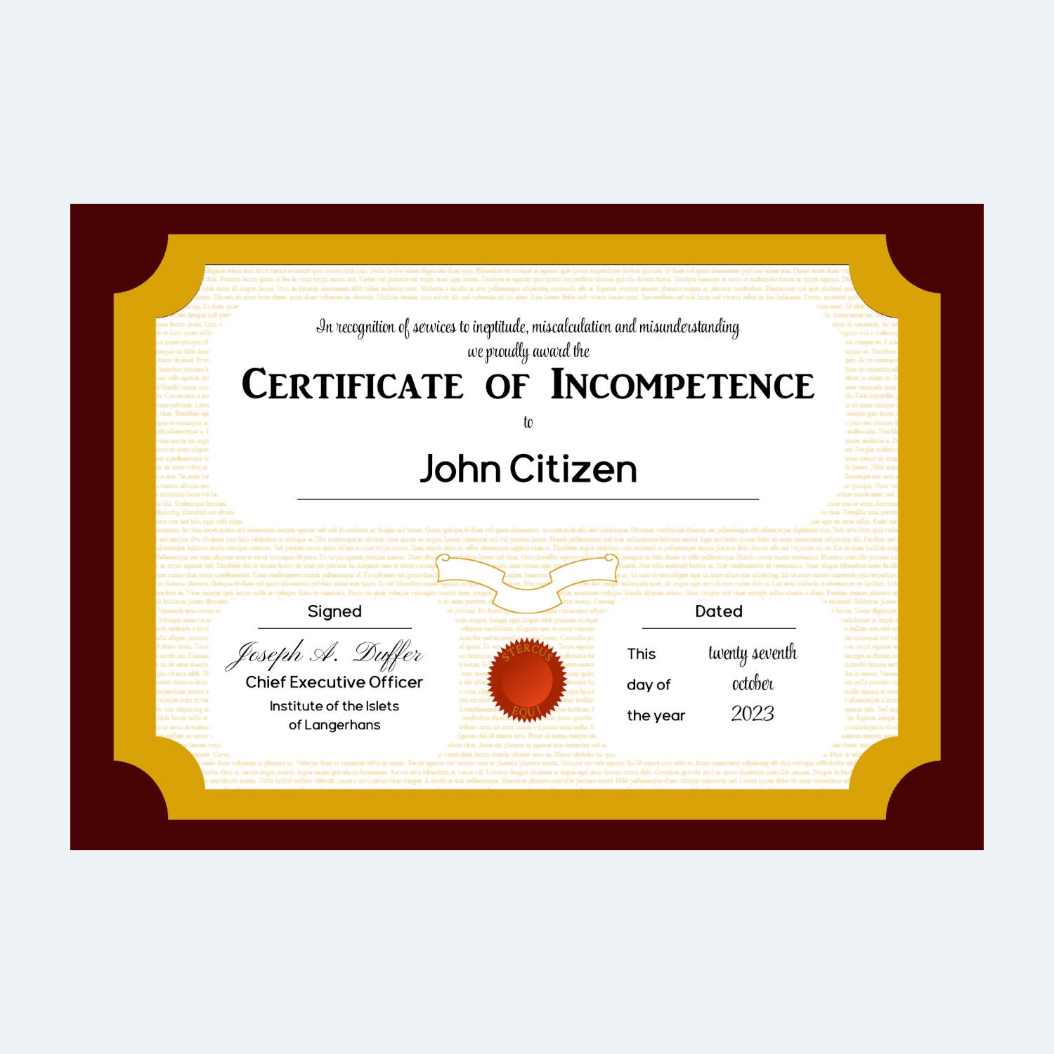 Novelty Award - "certificate of Incompetence" - Digital Download - Etsy