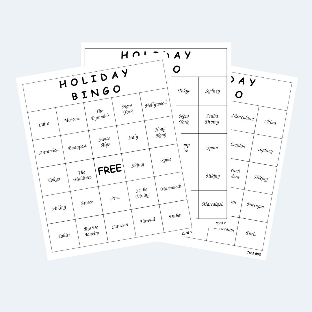 Bingo Cards - Holiday Themed Bingo Cards - Large Print 1 per Page – 500 ...