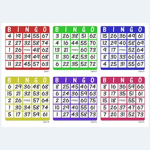 Printable Colour Bingo Cards – 6 per Page - Etsy