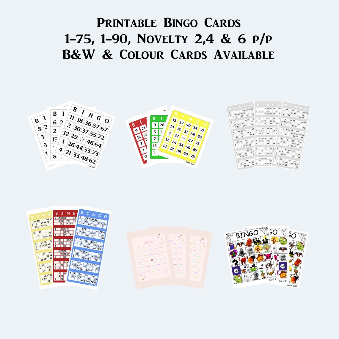 Printable Large Print Bingo Cards, UK Style 1-90, 1 Set per Page - Etsy