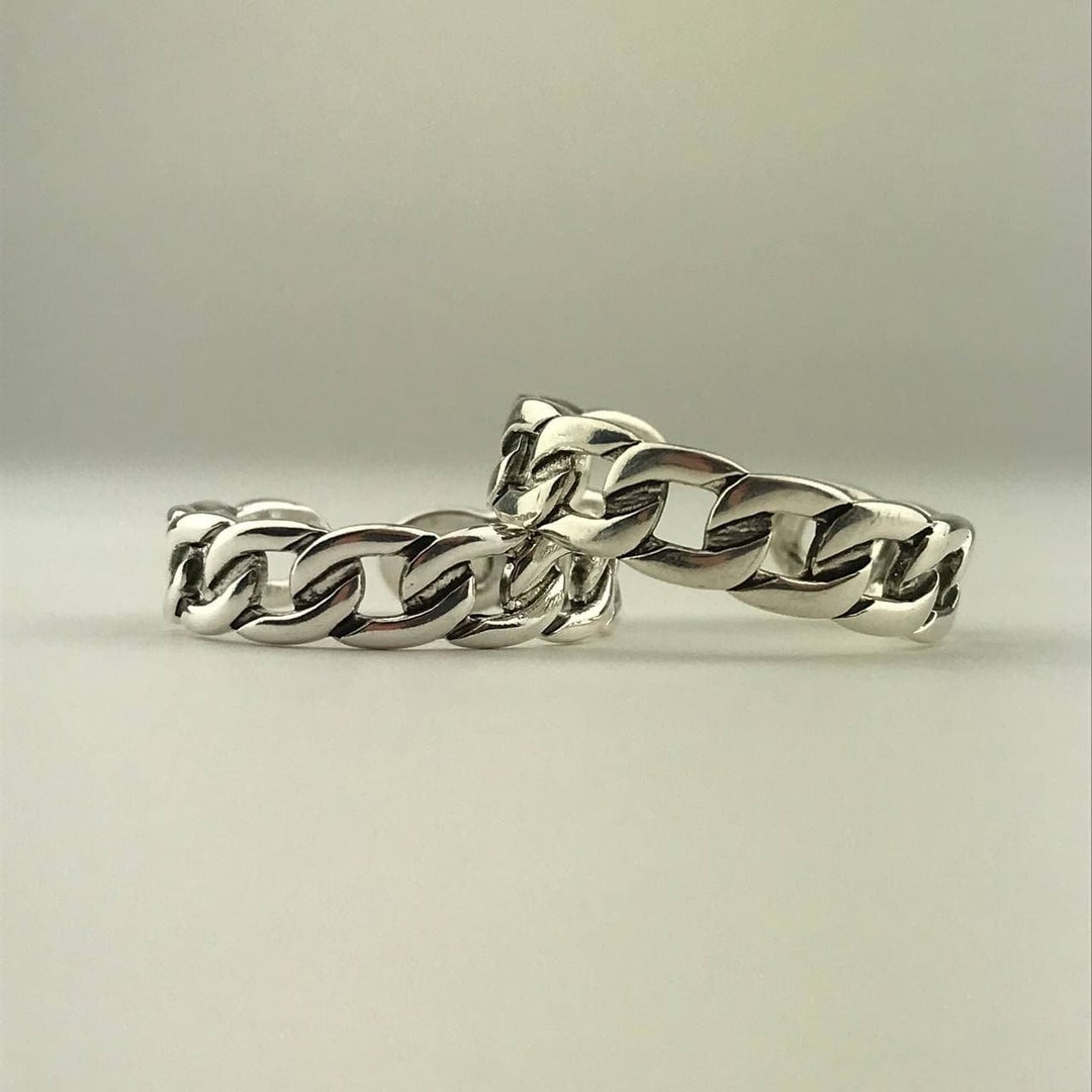 Adjustable Sterling Silver Plated Linked up Chain Ring, Adjustable ...