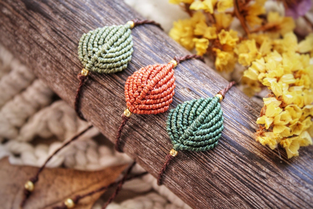Boho Macrame Bracelet, Leaf Bracelet, Macrame Bracelet, Boho Jewelry ...