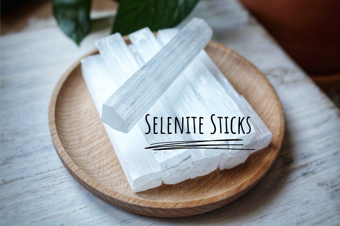 Natural Selenite Sticks 8x1cm, Healing Crystal Bars for Energy ...