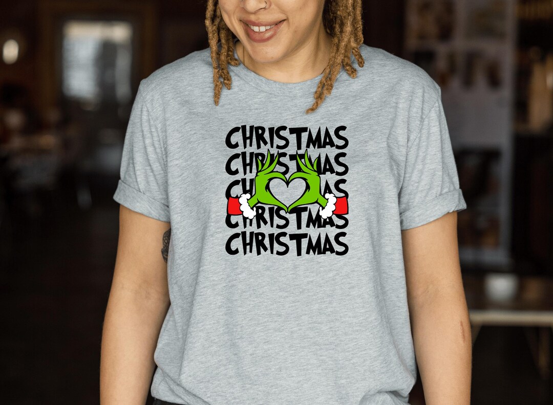 Grinch Hand Christmas T-shirt, Grinch Heart Shirt, Love Grinch Tee ...