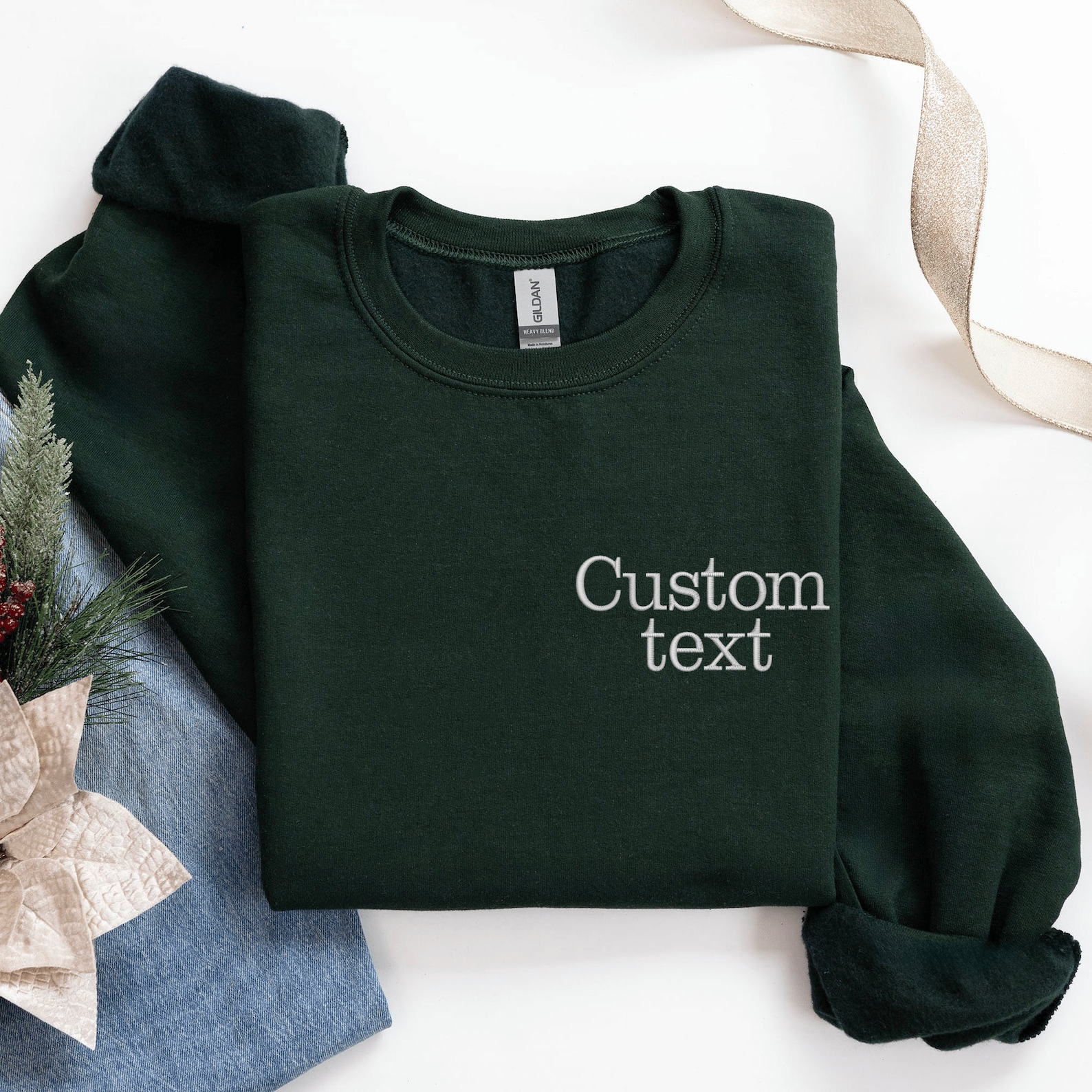 Text on Pocket Sweater, Custom Text Sweatshirt, Custom Embroidered ...
