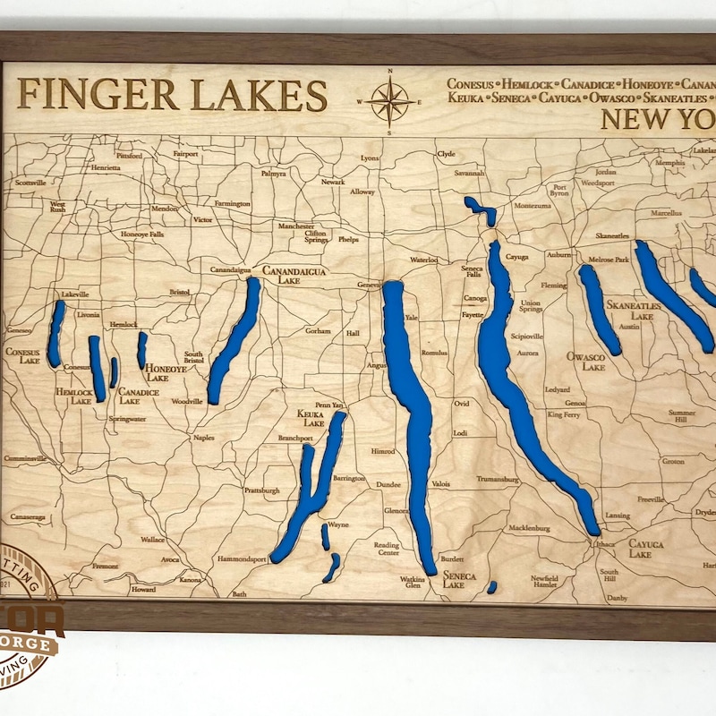 Finger Lakes Map Art - Etsy