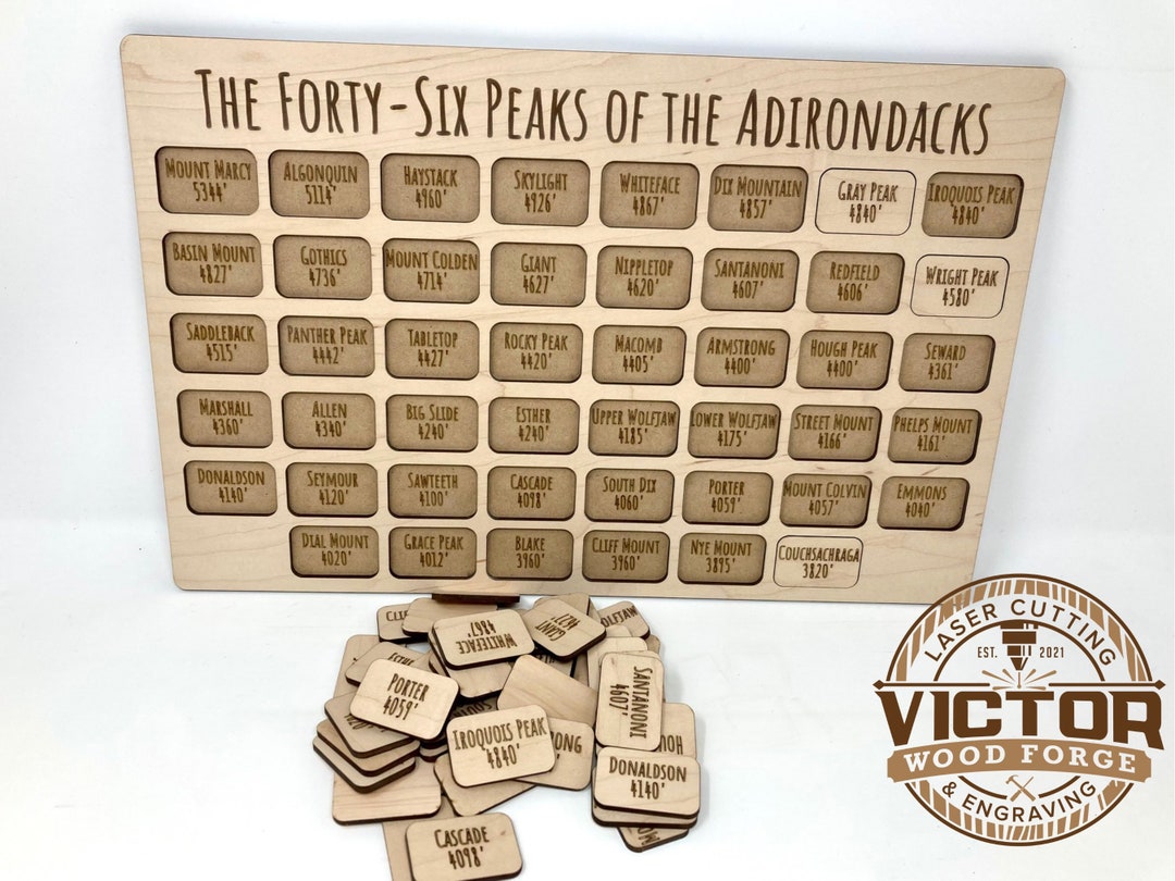 Adirondack 46er Club Mountain Peaks Hiking Tracker Board - Etsy