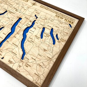 Laser Engraved Finger Lakes Map: Layered Wood Art With Walnut Frame - Etsy