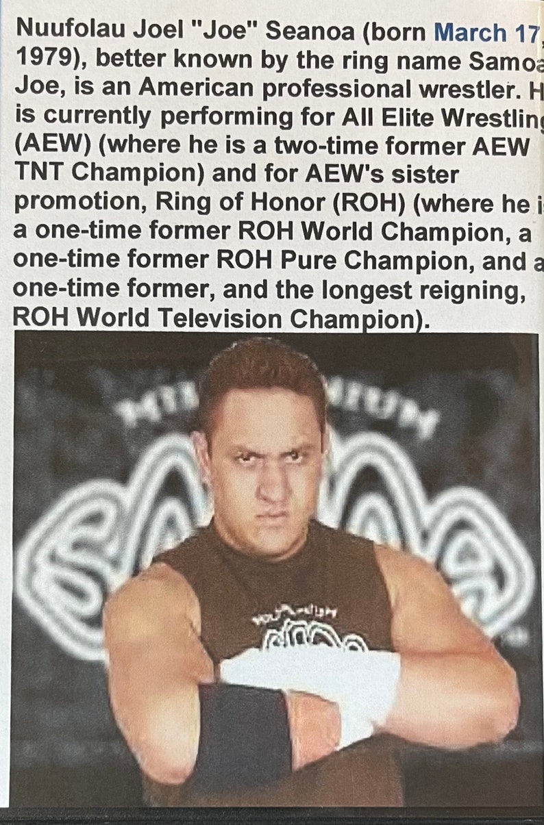 The Early Days of Samoa Joe 2-disc Wrestling Dvd - Etsy