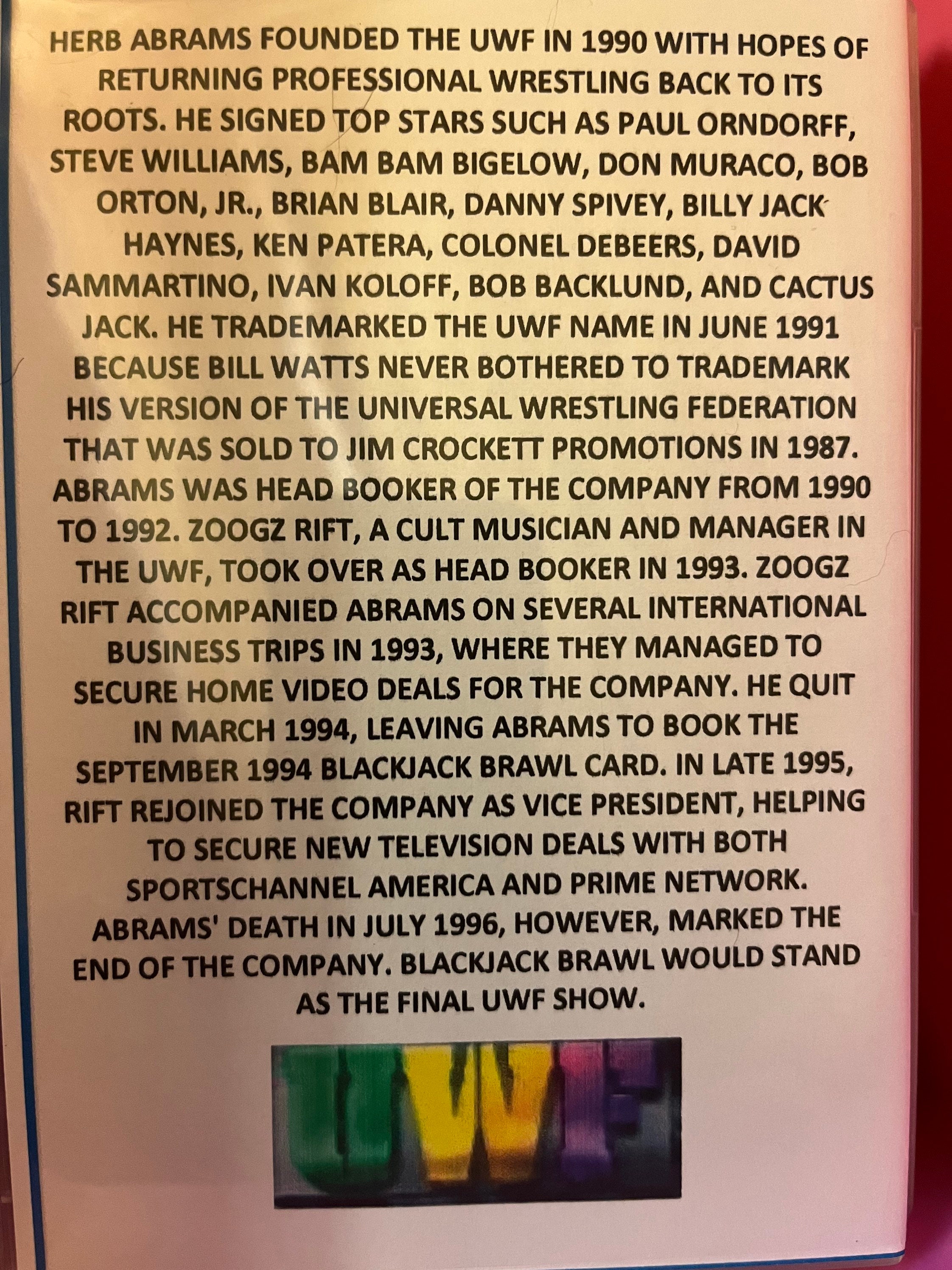 Herb Abrams UWF Universal Wrestling Federation Volume 8 Dvd - Etsy