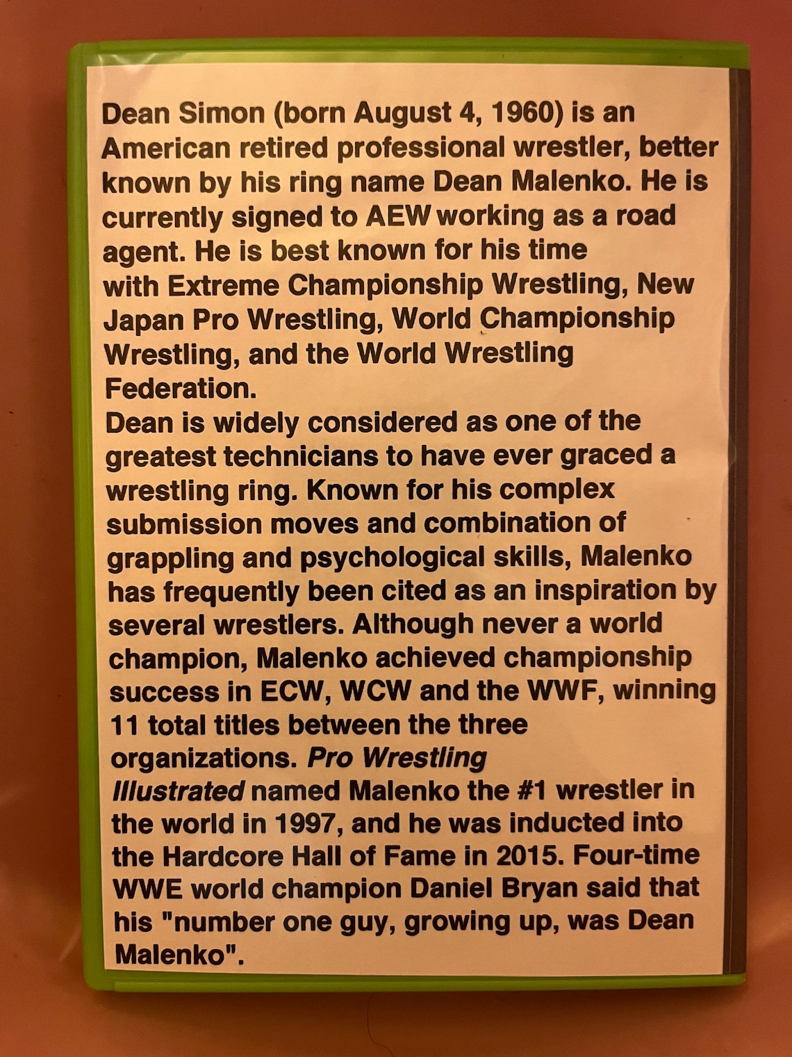 Best of Dean Malenko Wrestling Dvd - Etsy