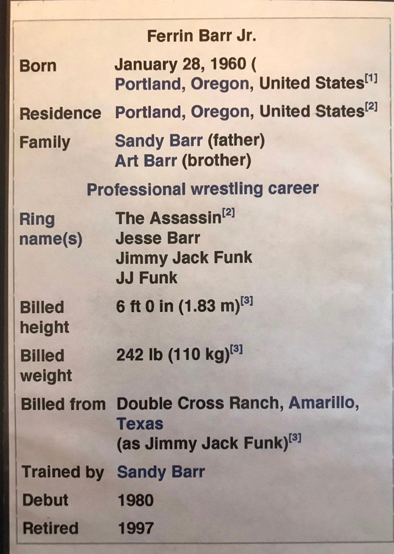 Jesse Barr Aka Jimmy Jack Funk Wrestling Dvd - Etsy