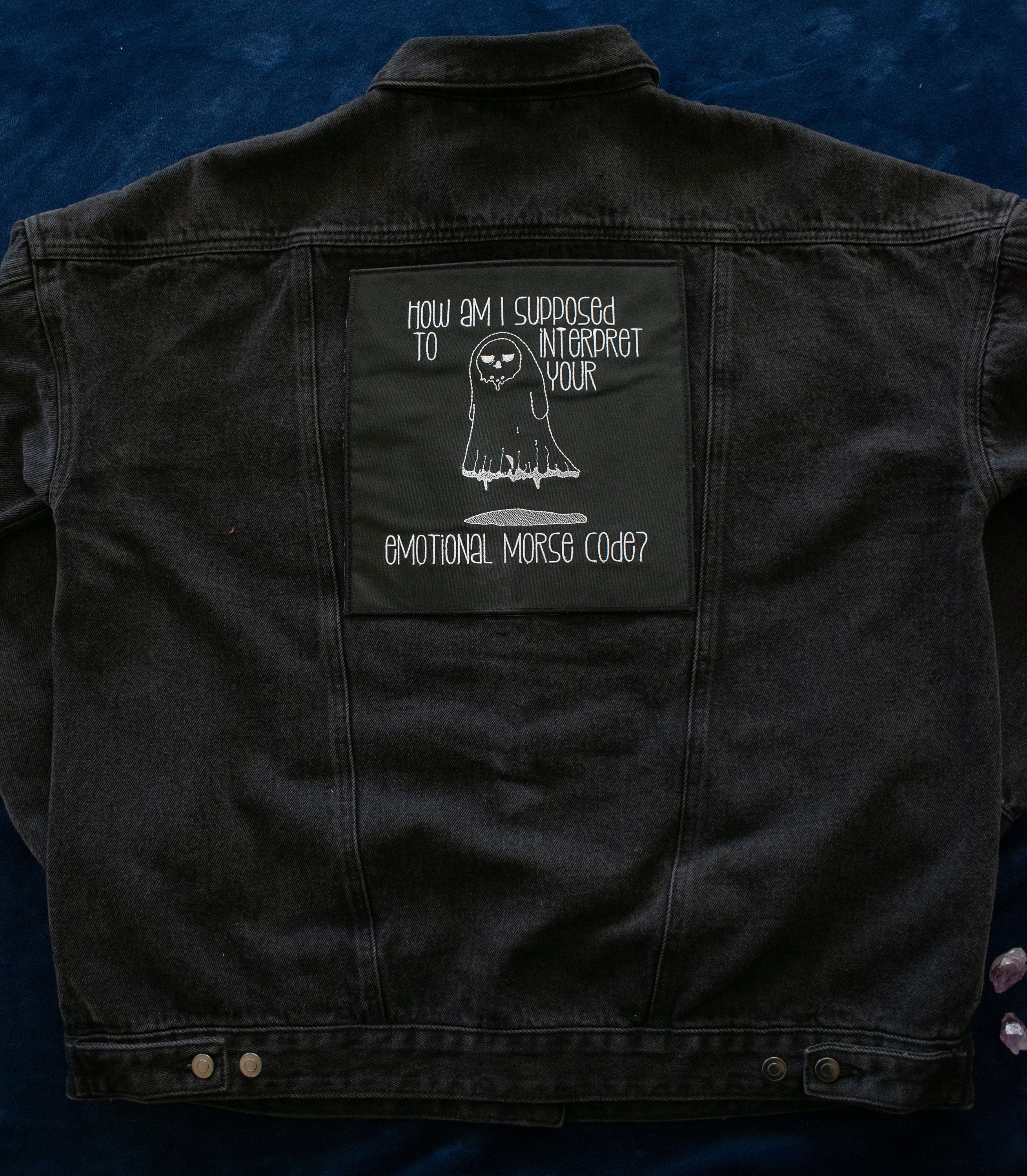 Emotional Morse Code Ghost Back Patch Embroidered Back Patch 9 In ...