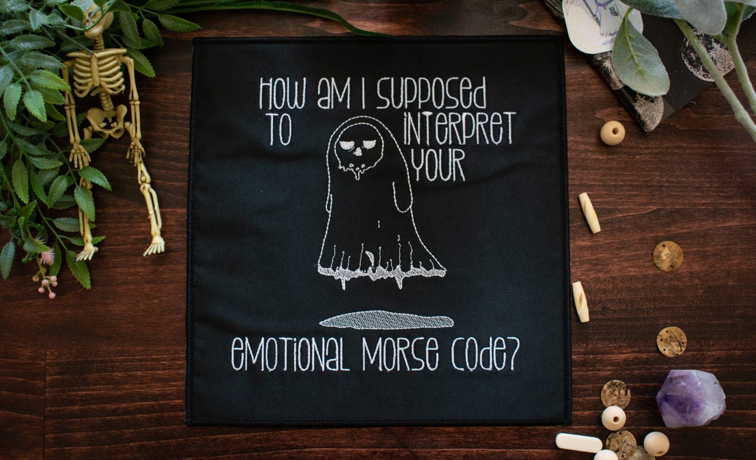 Emotional Morse Code Ghost Back Patch, Embroidered 9 In. Jacket Patch ...