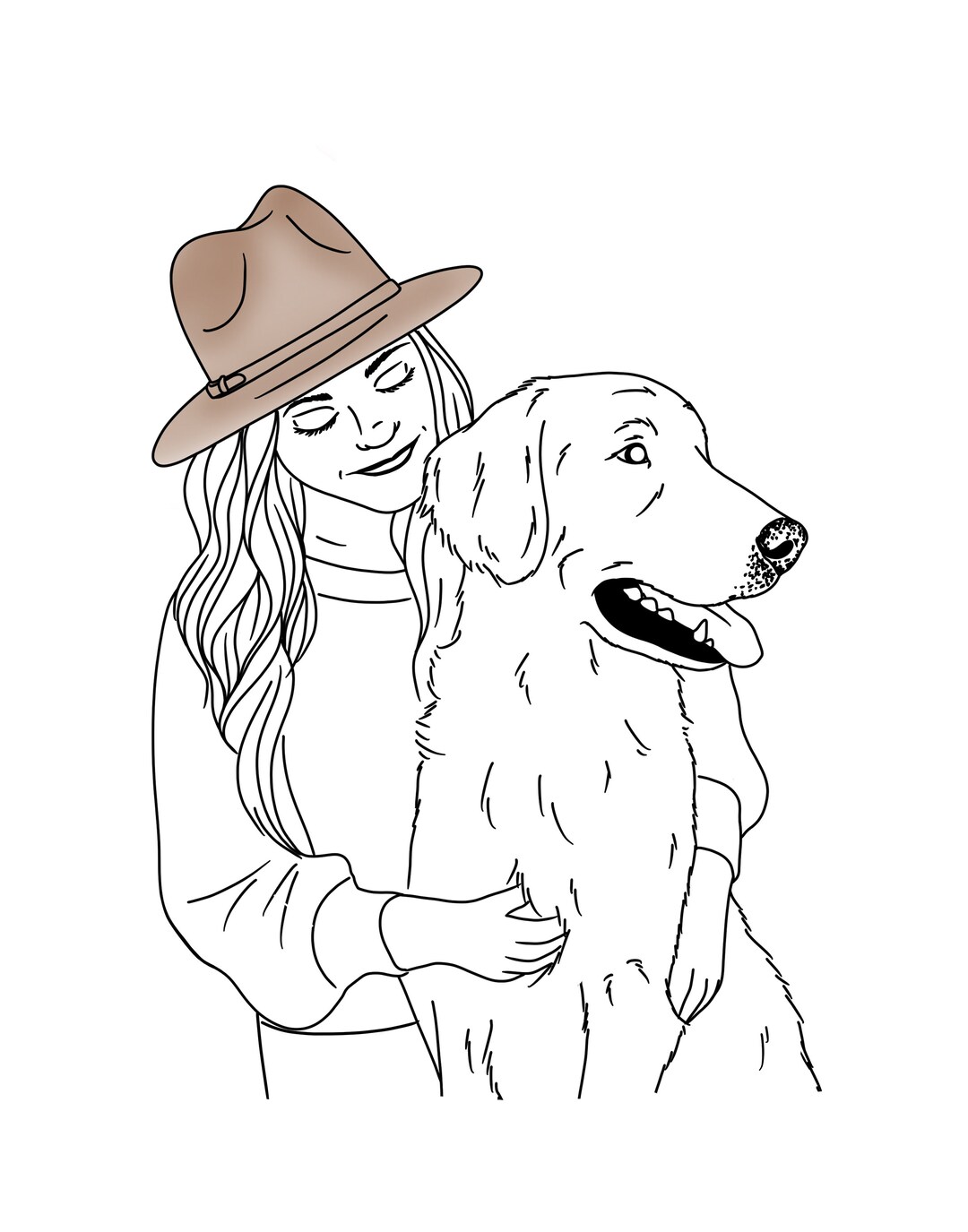 FACELESS DRAWING OUTLINE, Custom Line Drawing, Digital Portrait ...