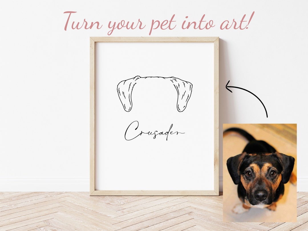 Dog Ear Line Art Outline - Pet Ear Outline- Dog Memorial Tattoo -dog ...