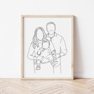 Line Art of Family, Faceless Digital Art, New Family Gift, Custom ...