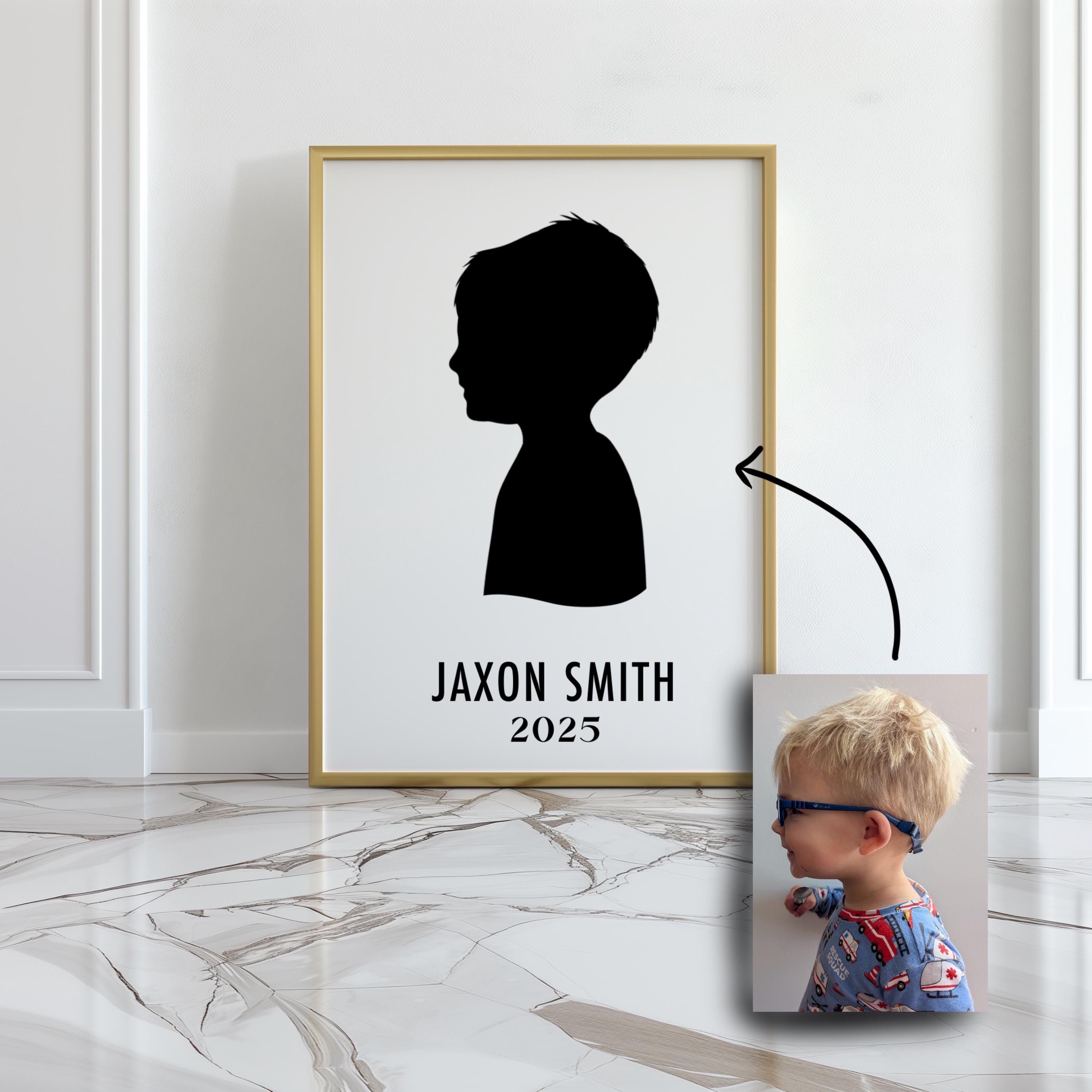 Custom Side Profile Black and White Design From Photo - Child Outline ...