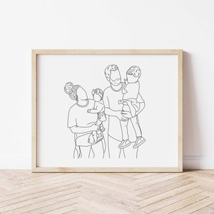 Line Art of Family, Faceless Digital Art, New Family Gift, Custom ...