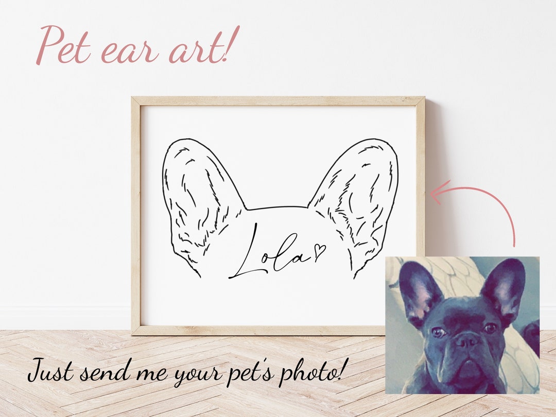 Line Art of Pet Ear - Tattoo of Dog or Cat - Pet Ear Outline - Pet ...