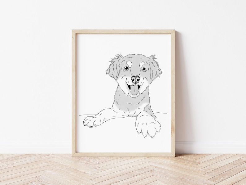 Custom Pet Line Art Portrait (fully Body) – Personalized Pet Sketch ...